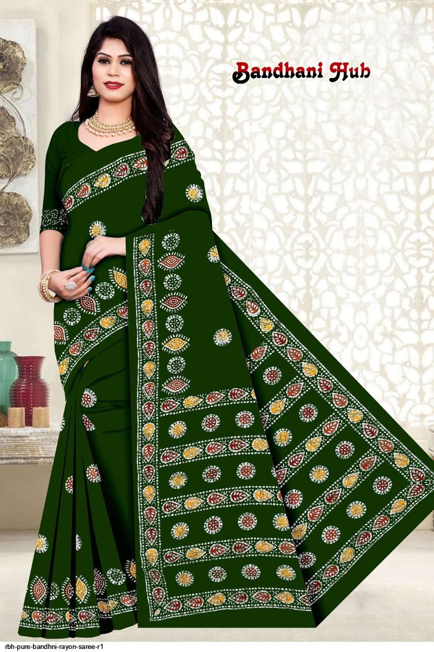 RBH Pure Bandhni RAYON saree R1