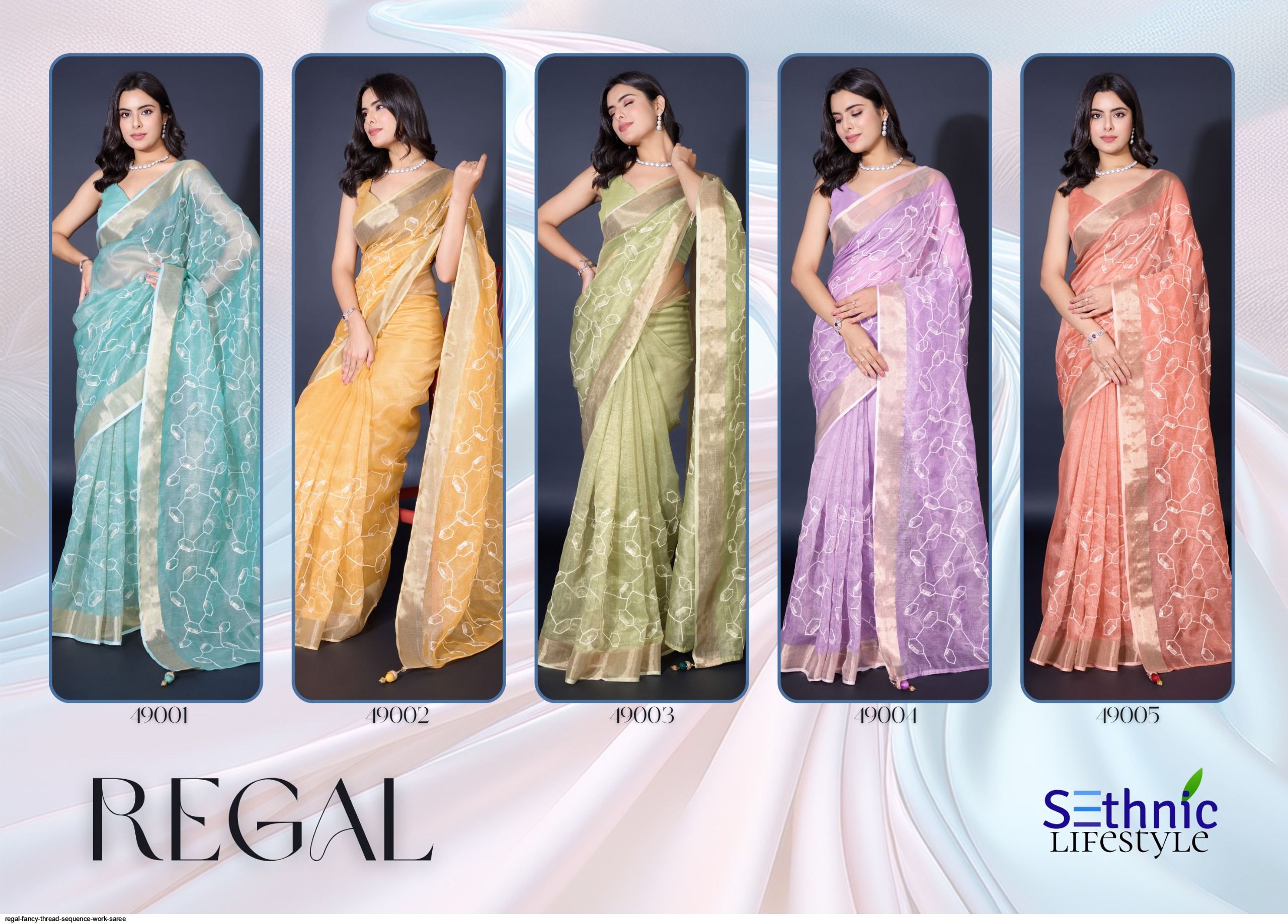 REGAL FANCY THREAD SEQUENCE WORK SAREE
