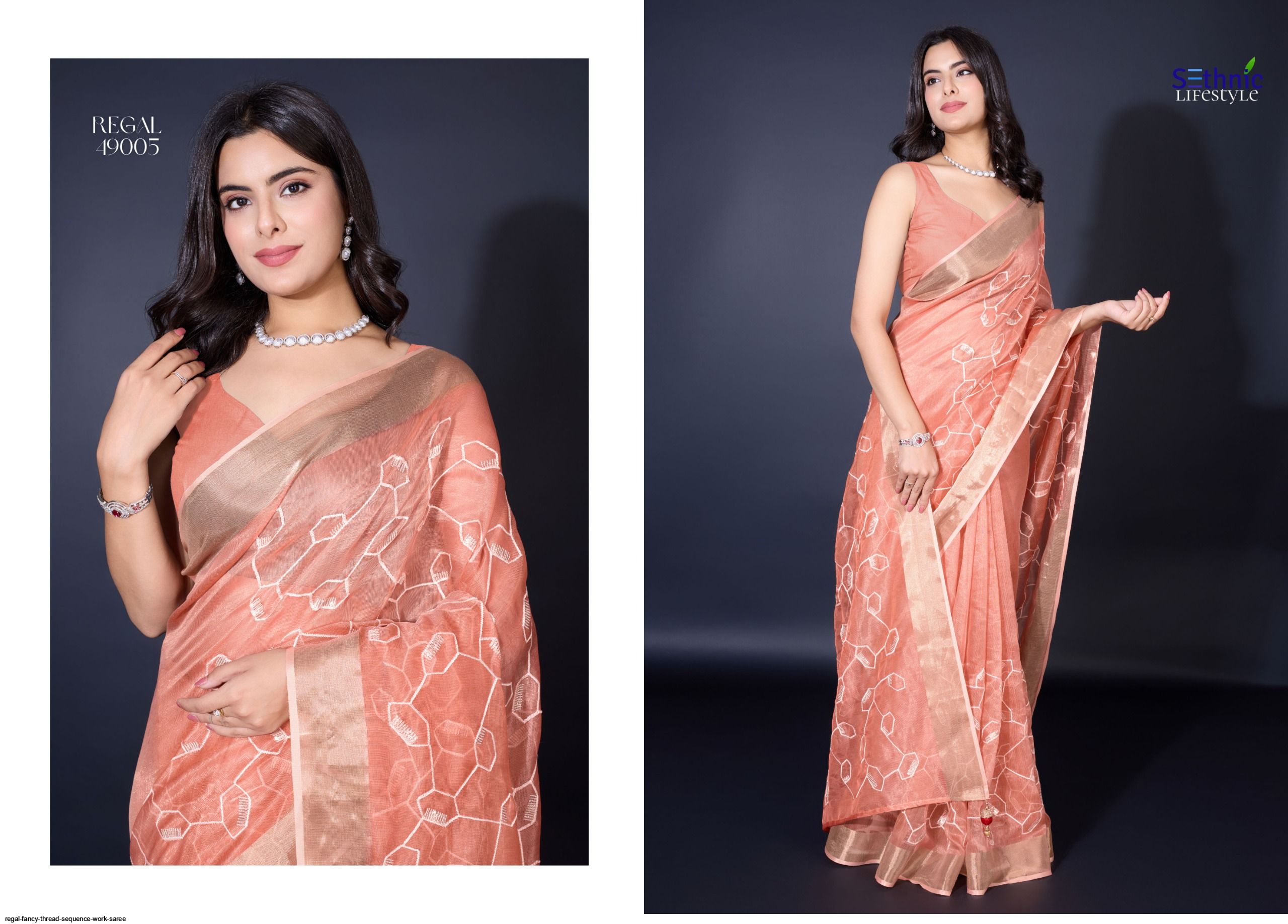 REGAL FANCY THREAD SEQUENCE WORK SAREE