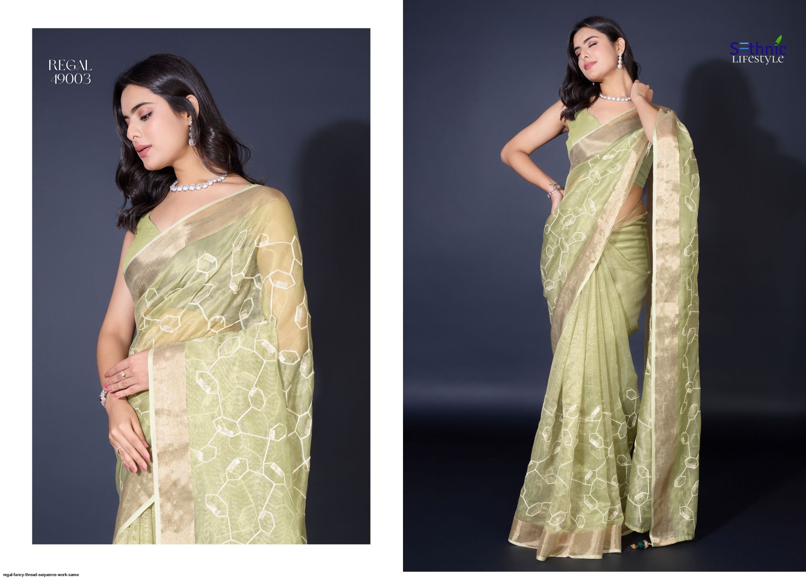 REGAL FANCY THREAD SEQUENCE WORK SAREE