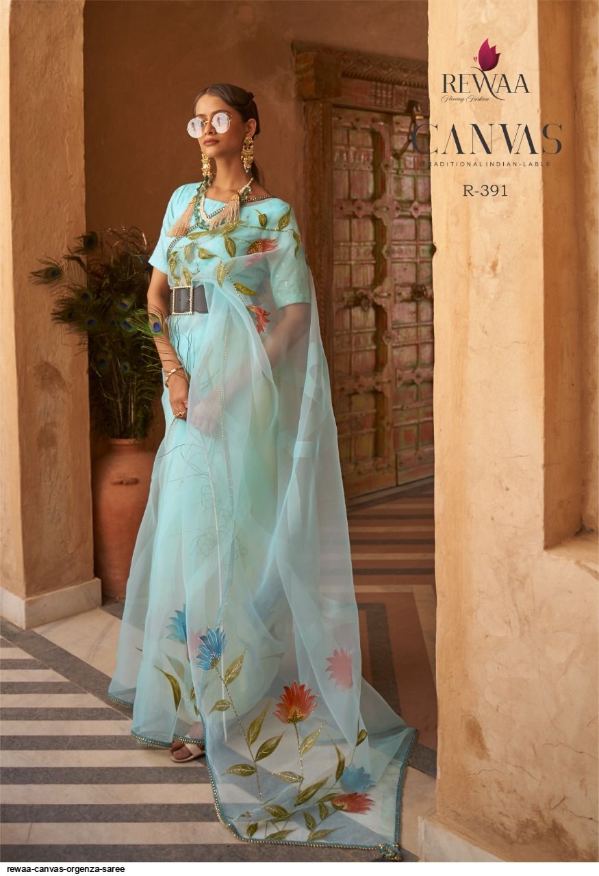 REWAA CANVAS ORGENZA SAREE