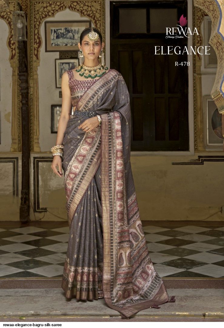 REWAA ELEGANCE BAGRU SILK SAREE