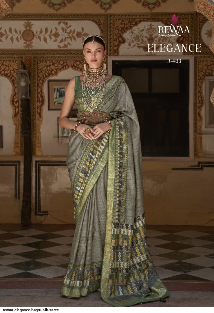 REWAA ELEGANCE BAGRU SILK SAREE