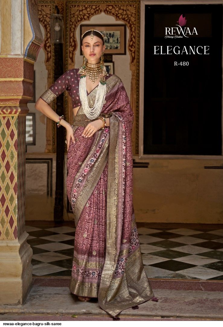 REWAA ELEGANCE BAGRU SILK SAREE