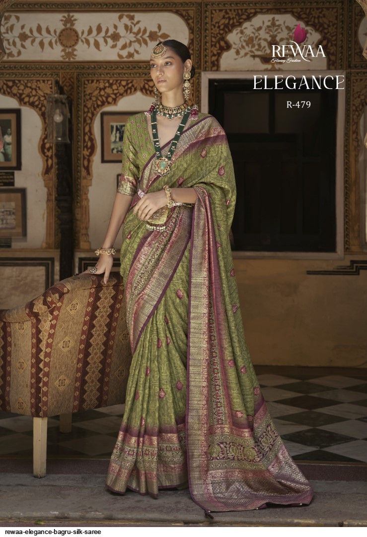 REWAA ELEGANCE BAGRU SILK SAREE