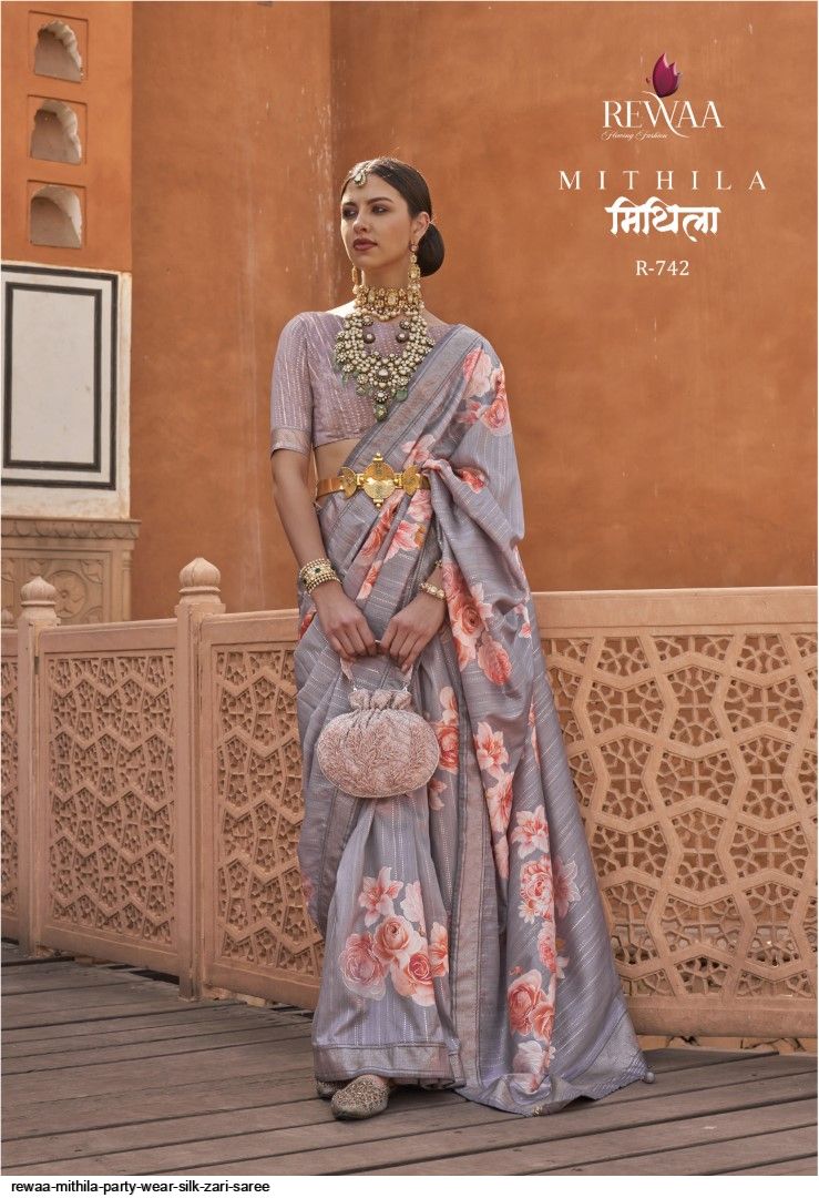 REWAA MITHILA PARTY WEAR SILK ZARI SAREE