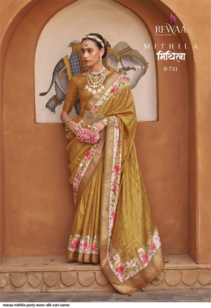 REWAA MITHILA PARTY WEAR SILK ZARI SAREE