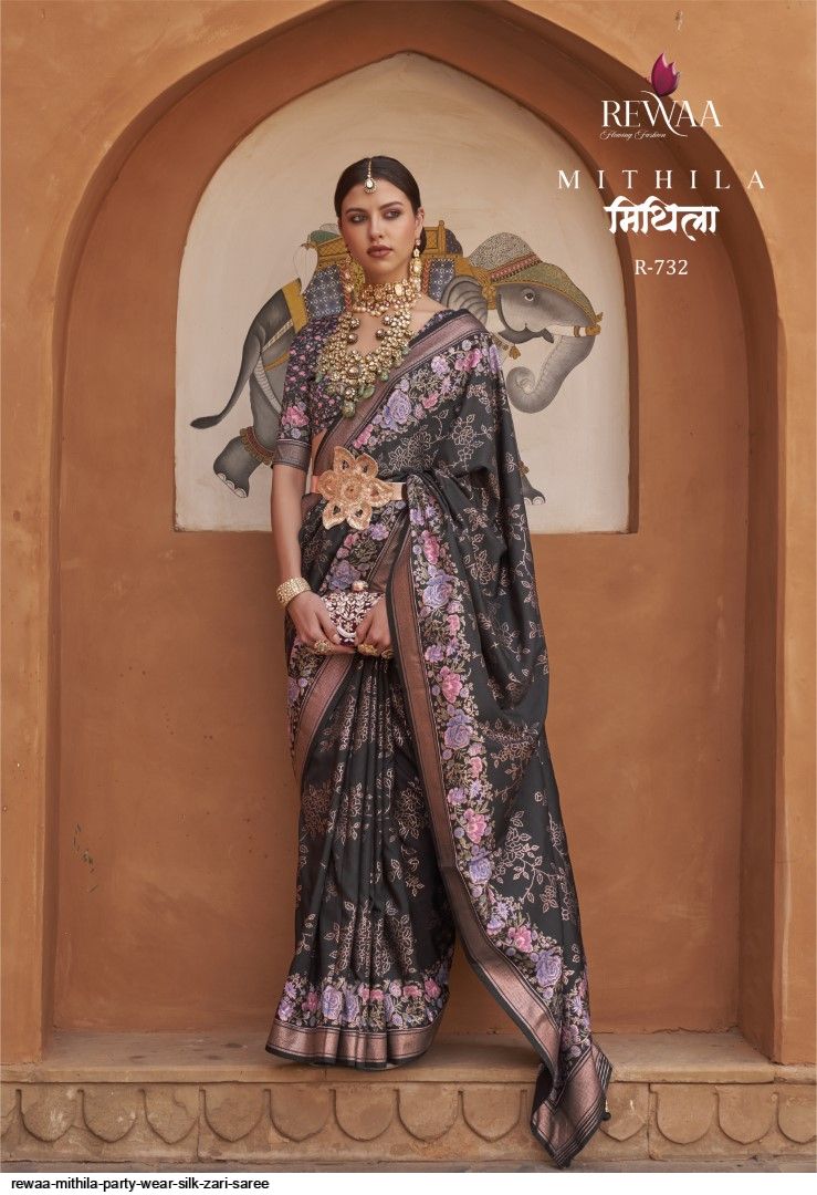 REWAA MITHILA PARTY WEAR SILK ZARI SAREE