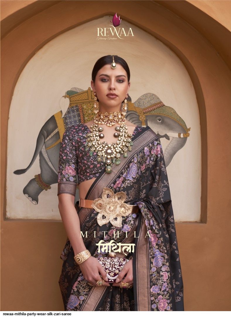REWAA MITHILA PARTY WEAR SILK ZARI SAREE