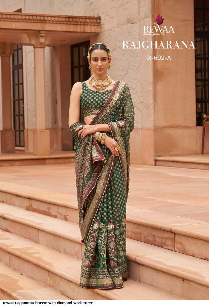 REWAA RAJGHARANA BRASSO WITH DIAMOND WORK SAREE