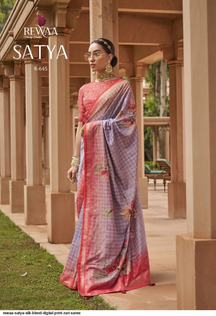 REWAA SATYA SILK BLEND DIGITAL PRINT ZARI SAREE