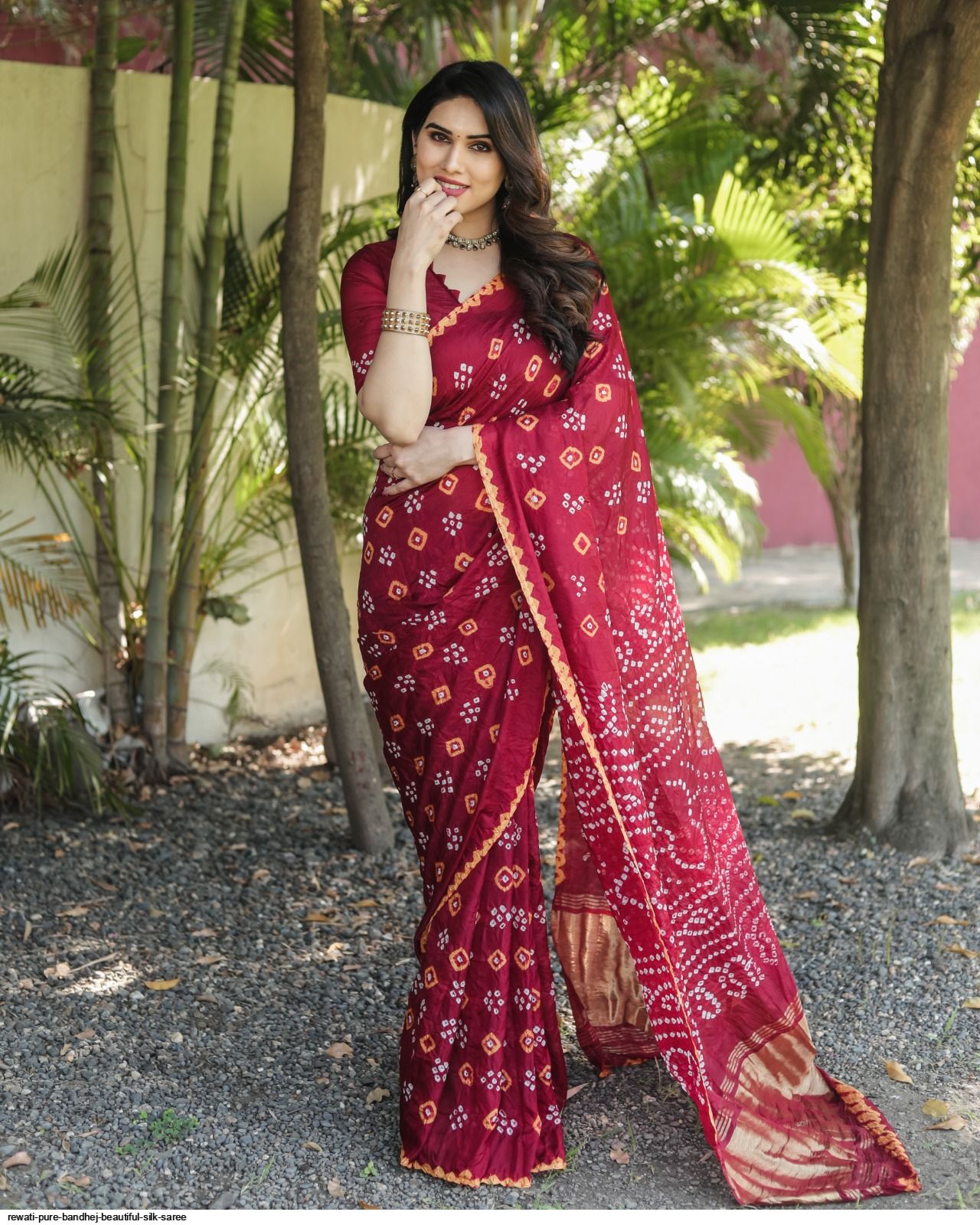 REWATI Pure Bandhej beautiful silk saree