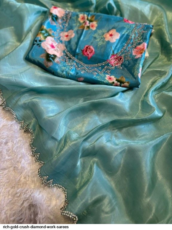 RICH GOLD CRUSH DIAMOND WORK sarees