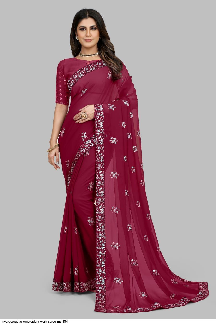 Riva GEORGETTE EMBROIDERY WORK SAREE MS 194