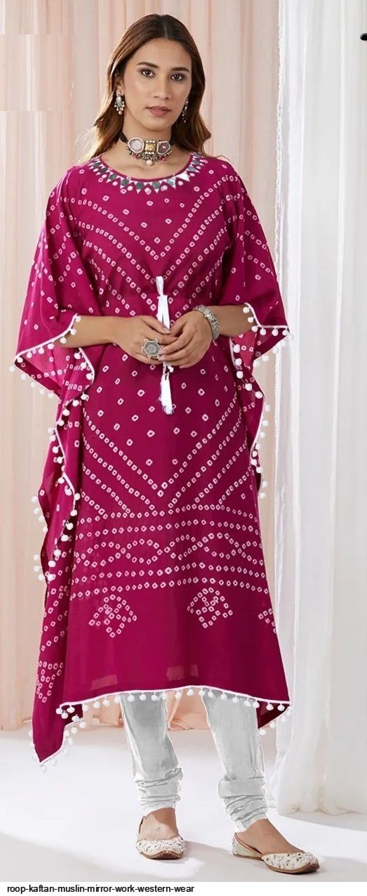 ROOP KAFTAN MUSLIN MIRROR WORK WESTERN WEAR
