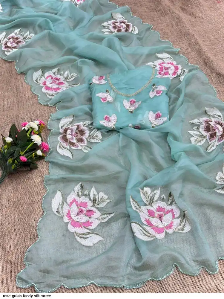 Rose Gulab Fandy Silk Saree | Premium Fandy Silk Saree Collection