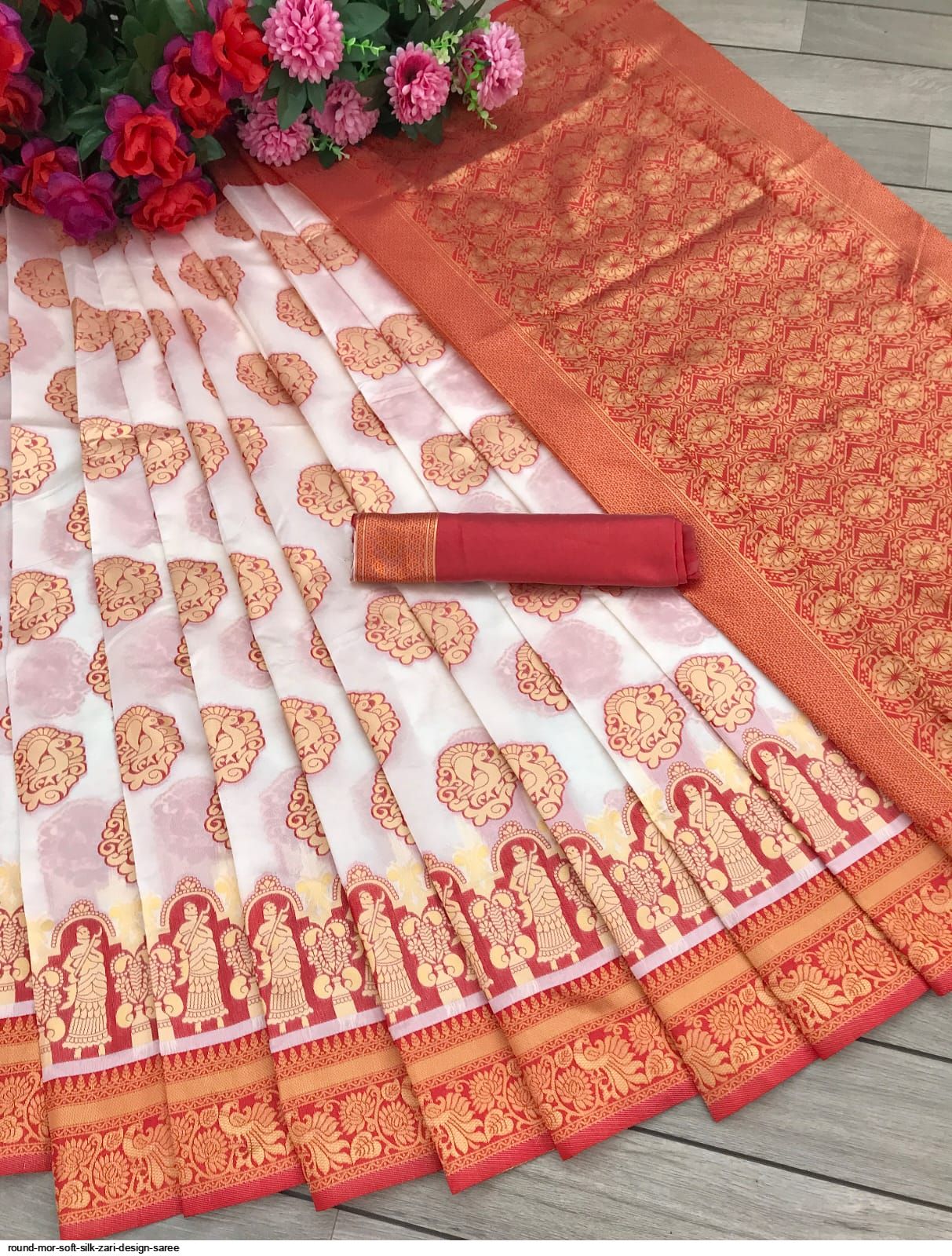 ROUND MOR SOFT SILK ZARI DESIGN SAREE