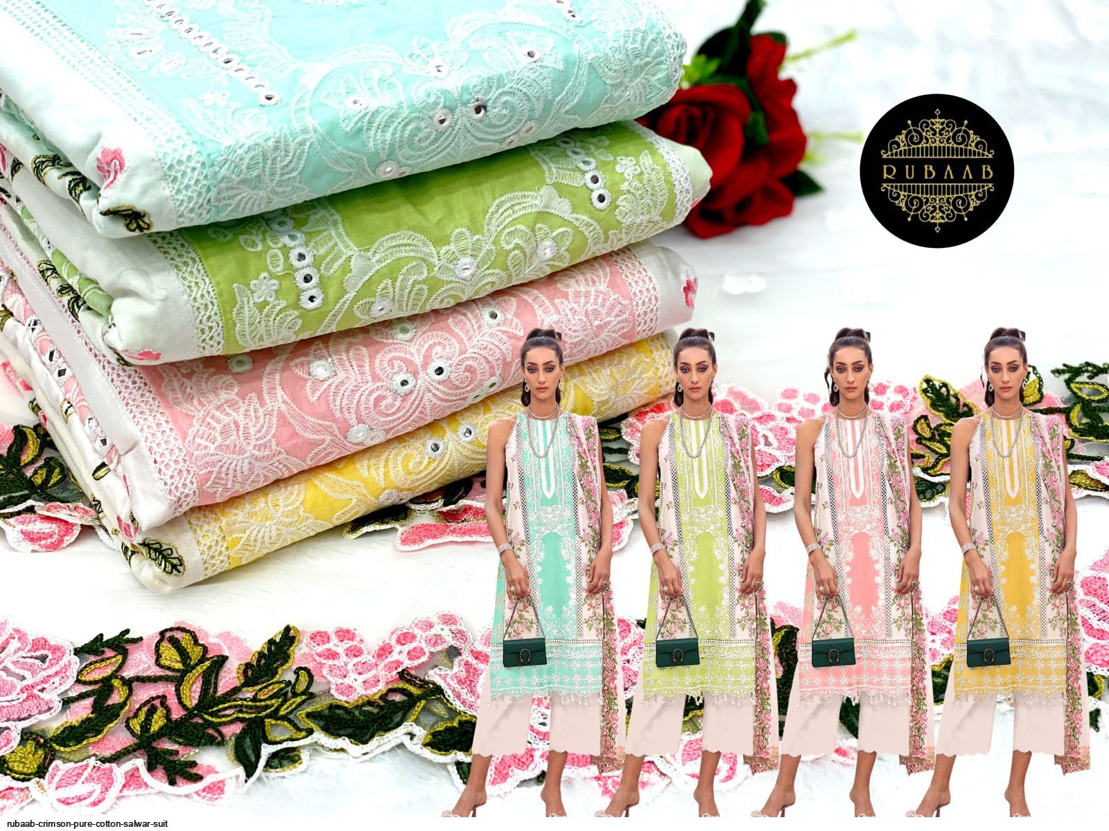 RUBAAB CRIMSON PURE COTTON SALWAR SUIT