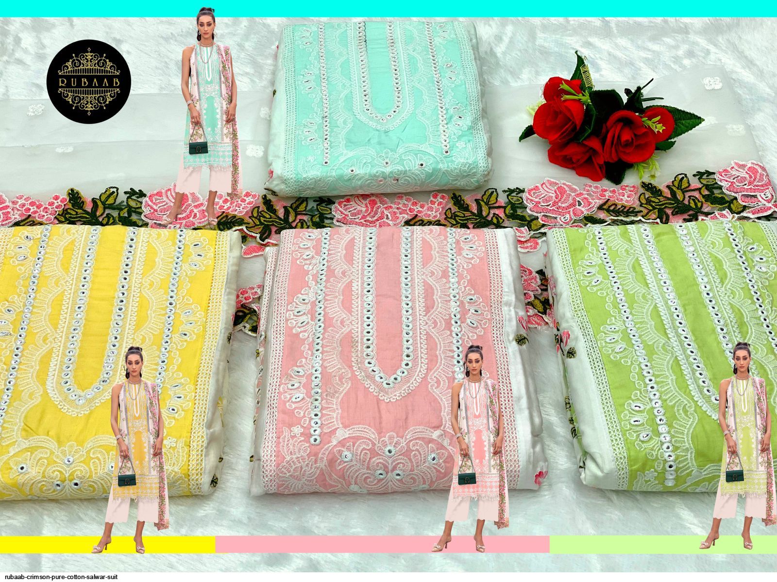 RUBAAB CRIMSON PURE COTTON SALWAR SUIT
