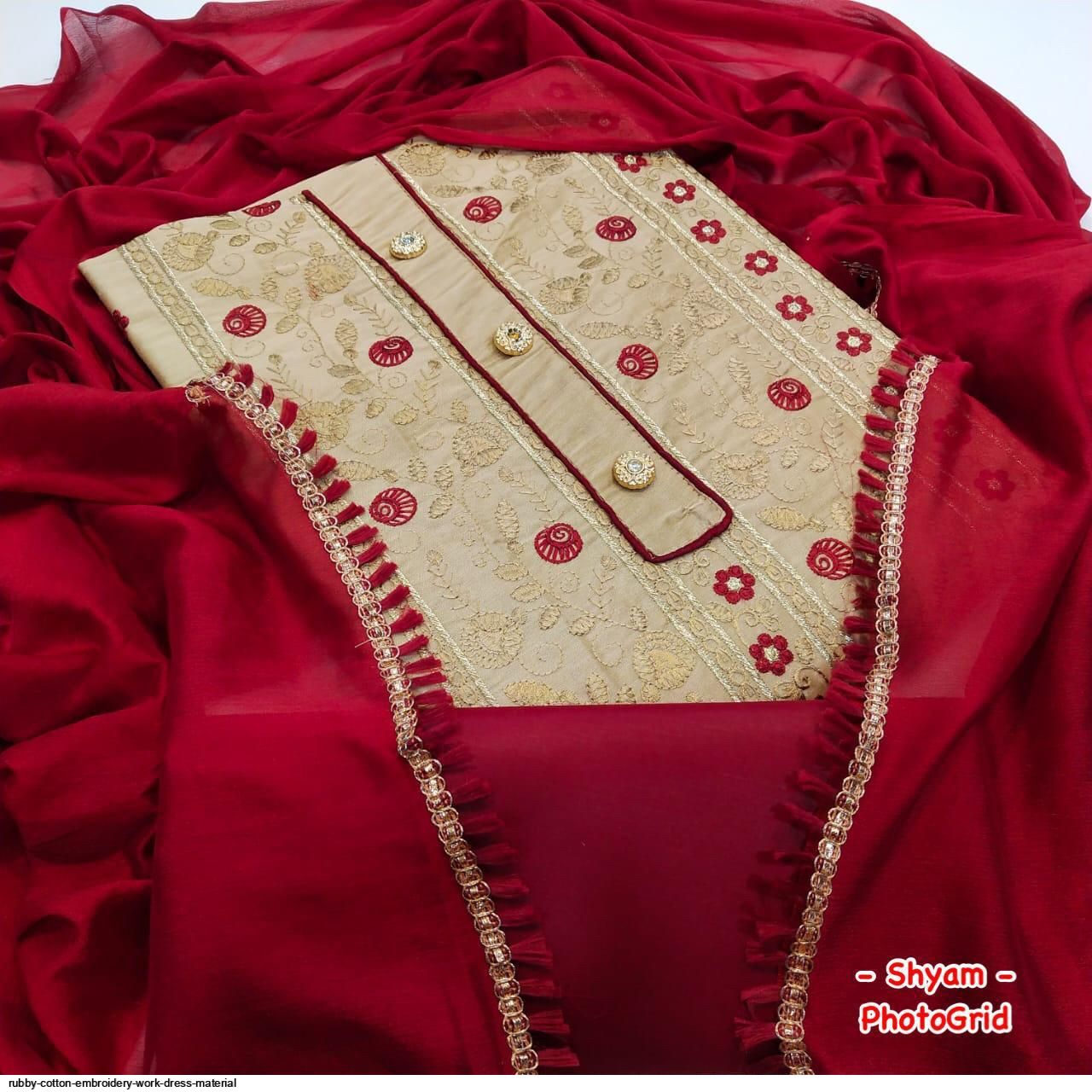 Rubby cotton embroidery work DRESS MATERIAL