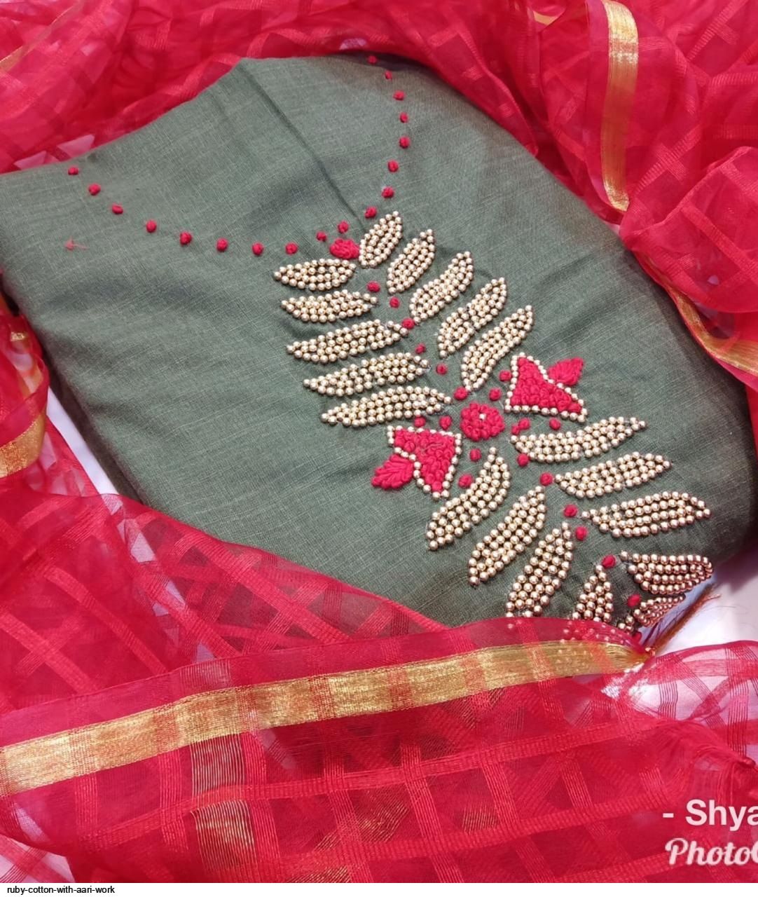 RUBY COTTON WITH AARI WORK