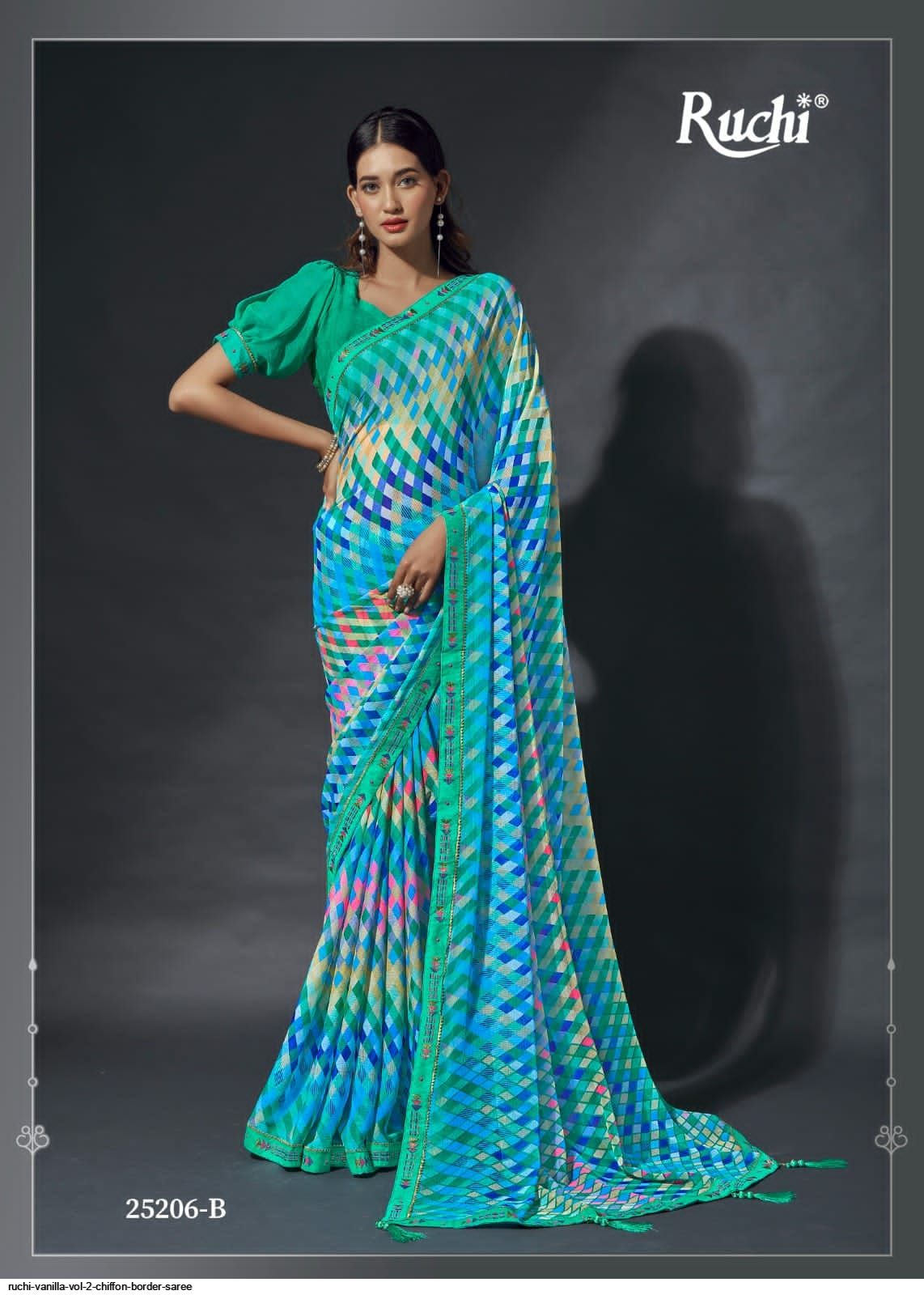 RUCHI Vanilla VOL 2 CHIFFON Border SAREE