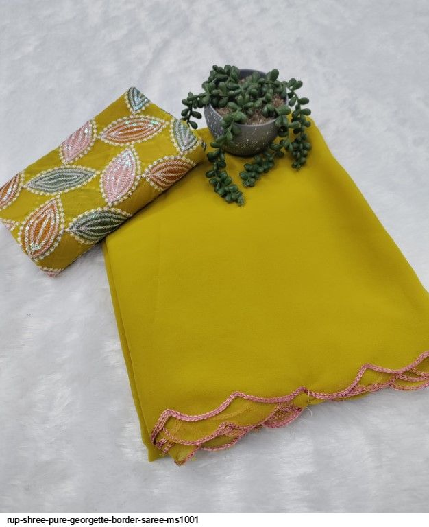 Rup Shree Pure Georgette Border Saree Ms1001