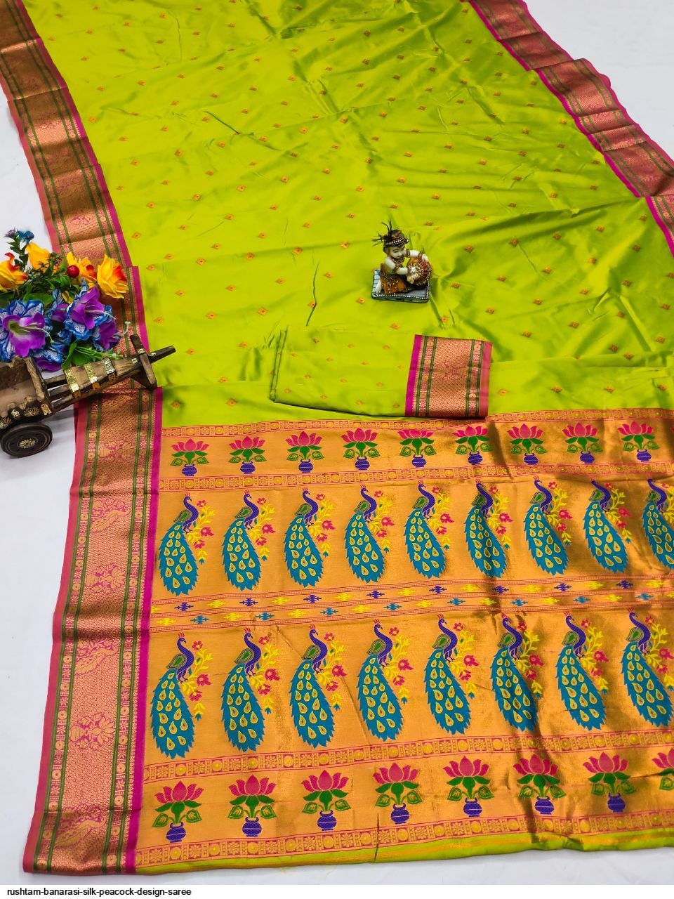 RUSHTAM banarasi silk peacock design saree