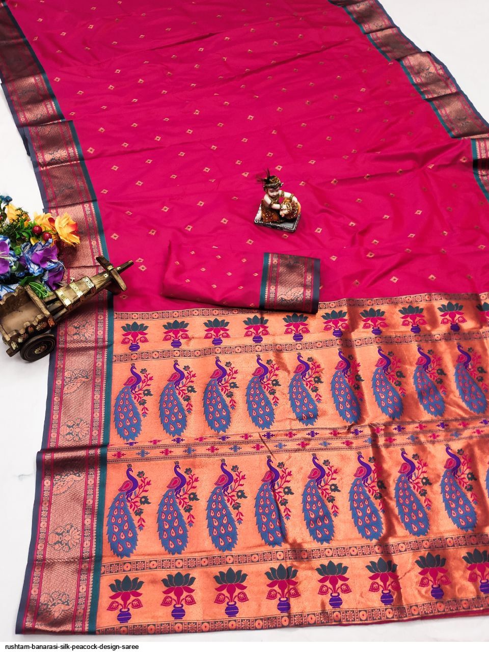 RUSHTAM banarasi silk peacock design saree