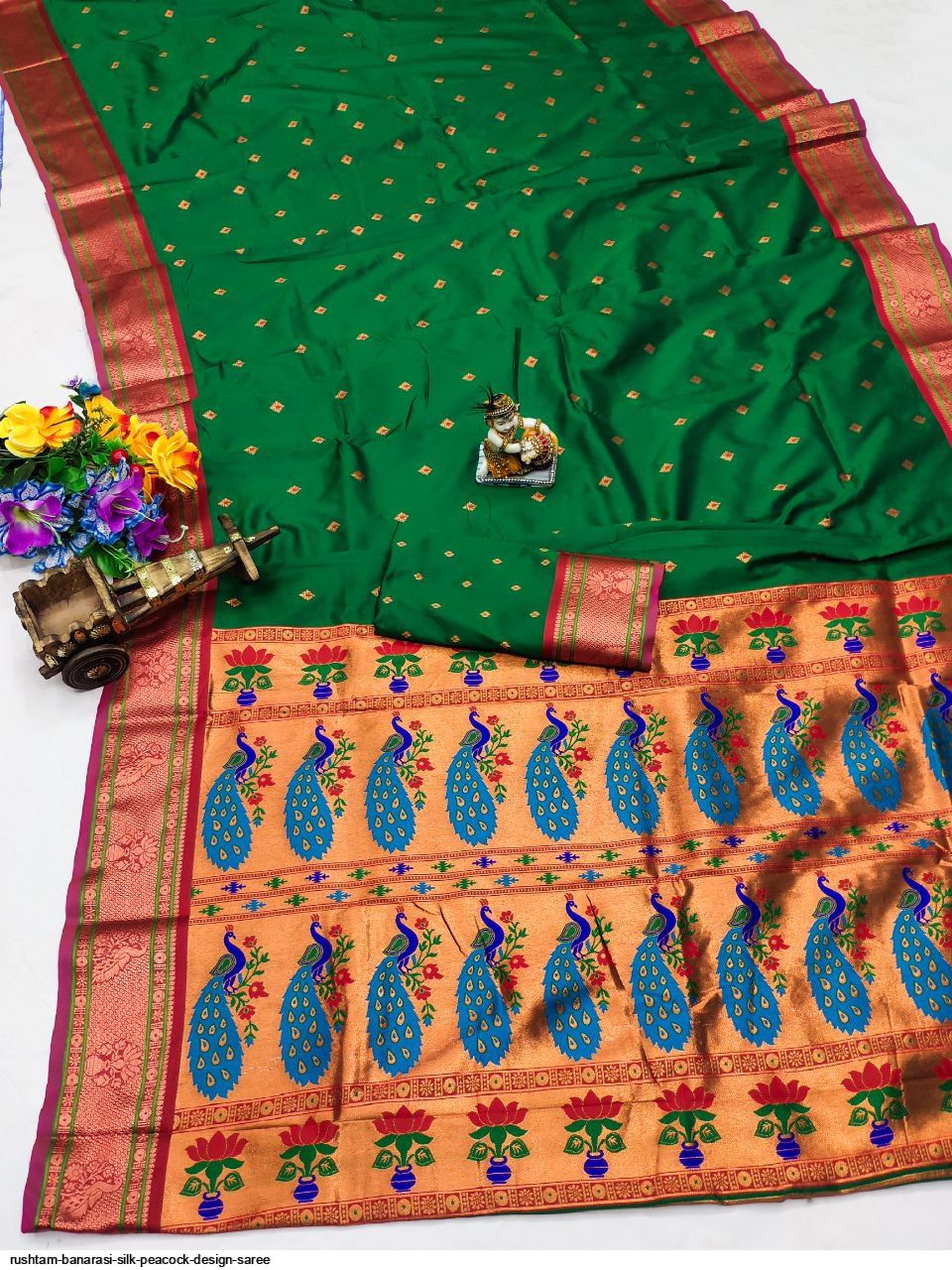 RUSHTAM banarasi silk peacock design saree