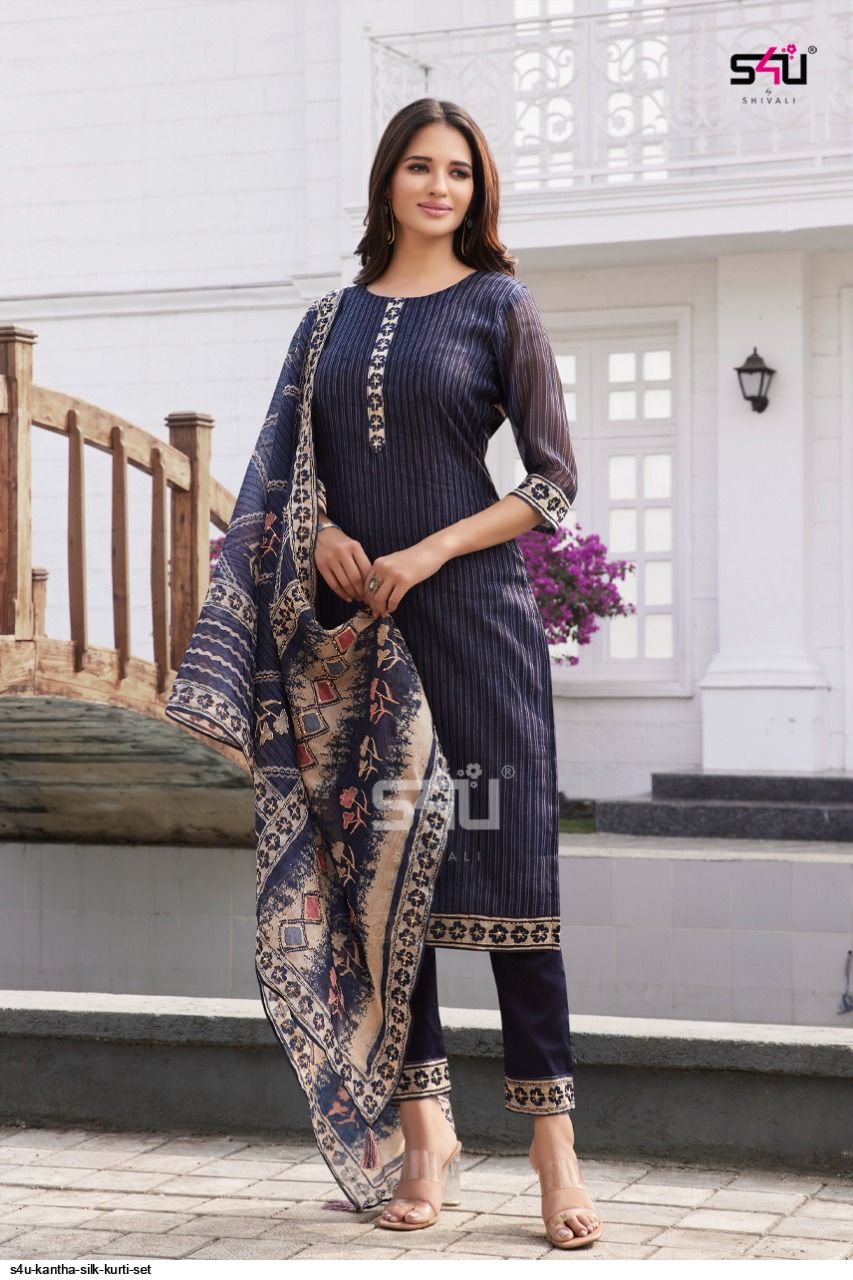 S4U KANTHA SILK KURTI SET