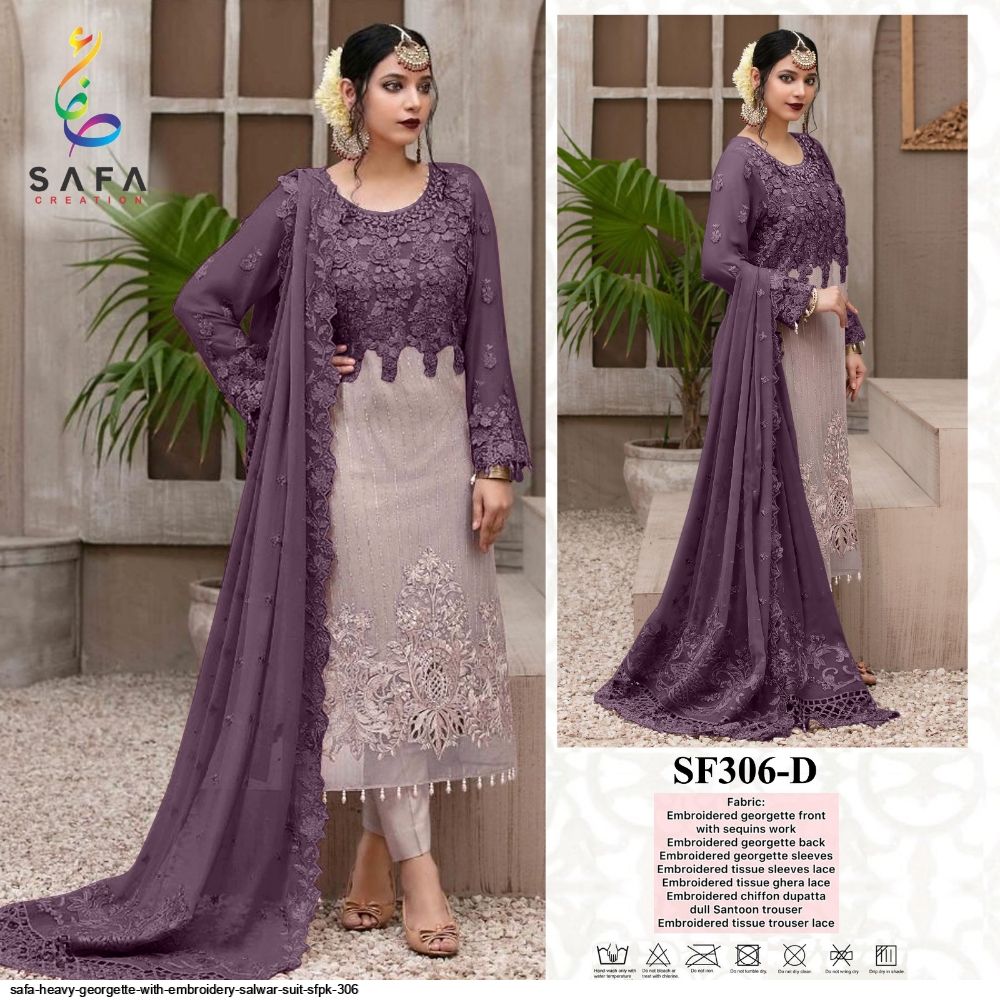 safa Heavy Georgette With EMBROIDERY salwar suit SFPK 306