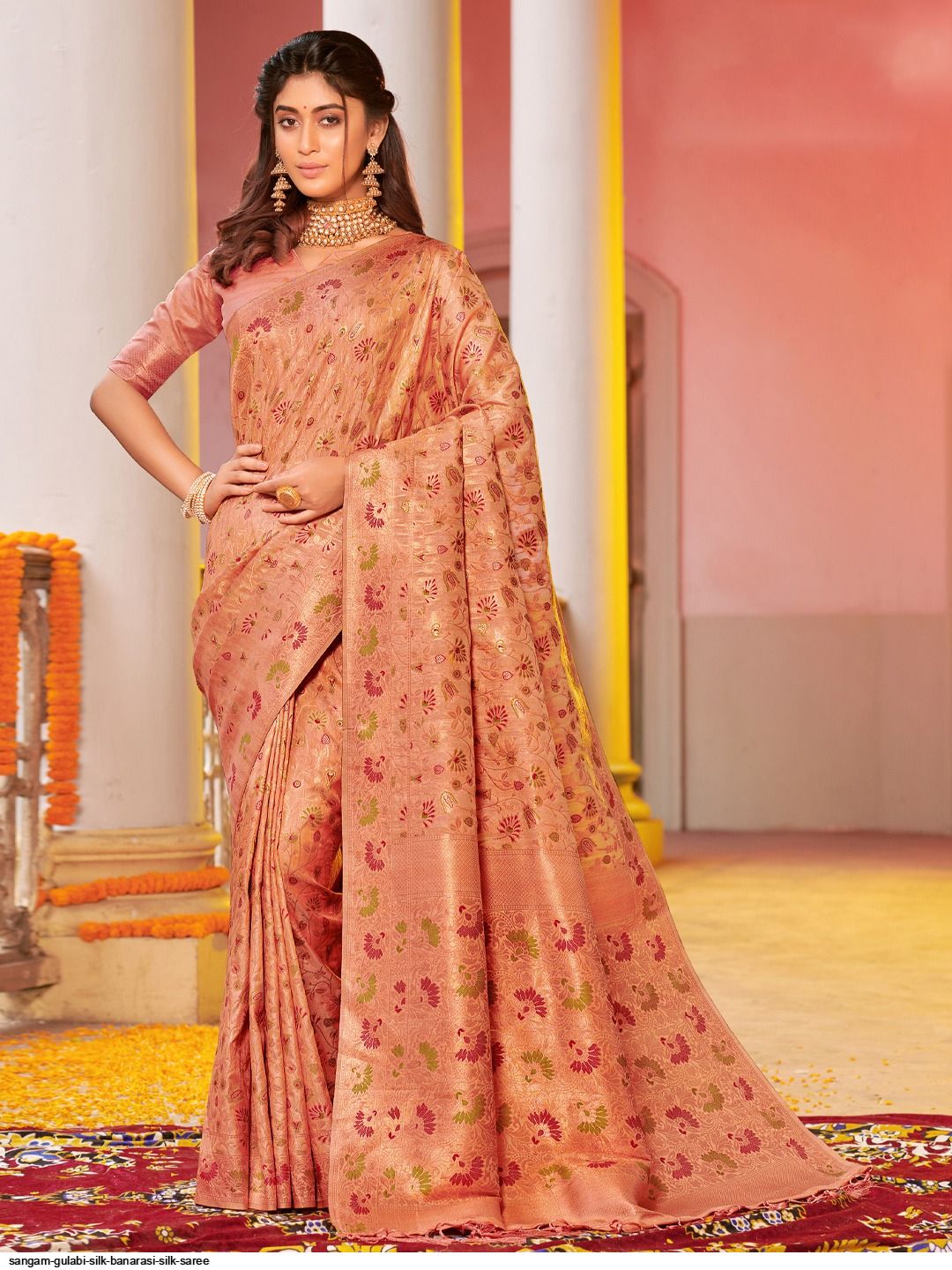 SANGAM GULABI SILK Banarasi Silk SAREE