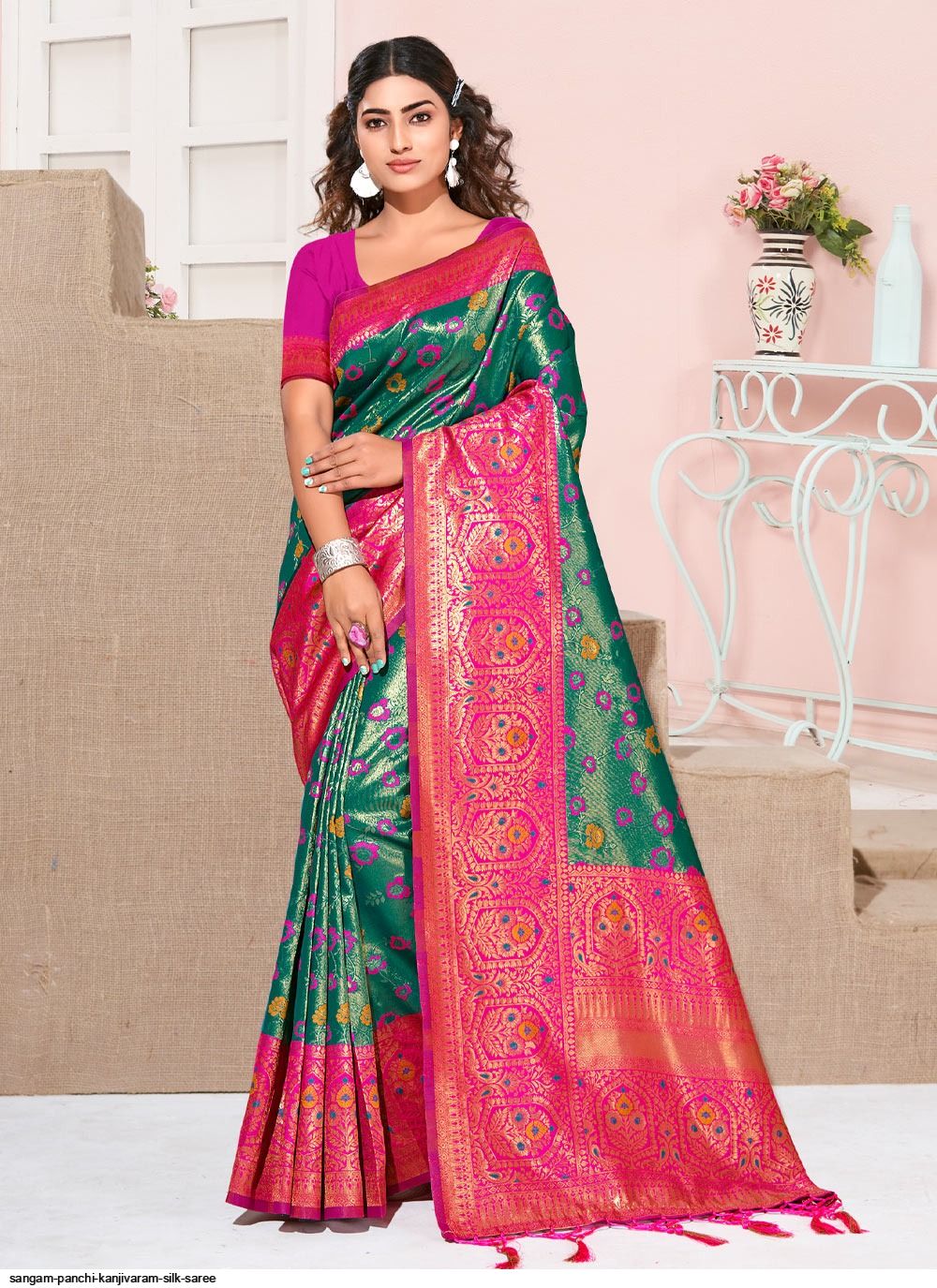SANGAM PANCHI Kanjivaram Silk SAREE