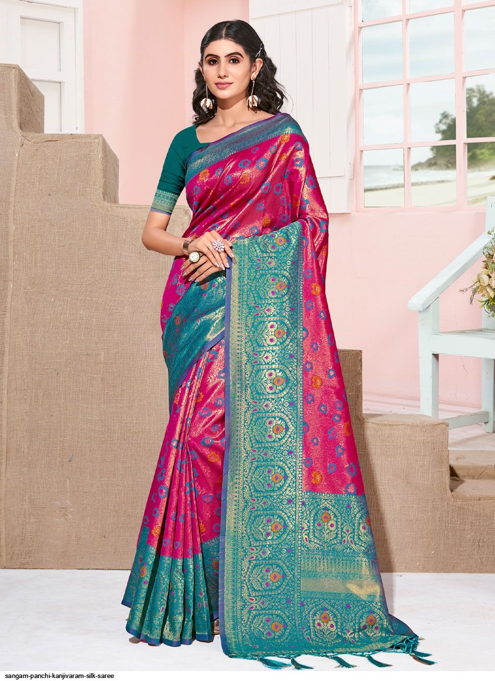 SANGAM PANCHI Kanjivaram Silk SAREE