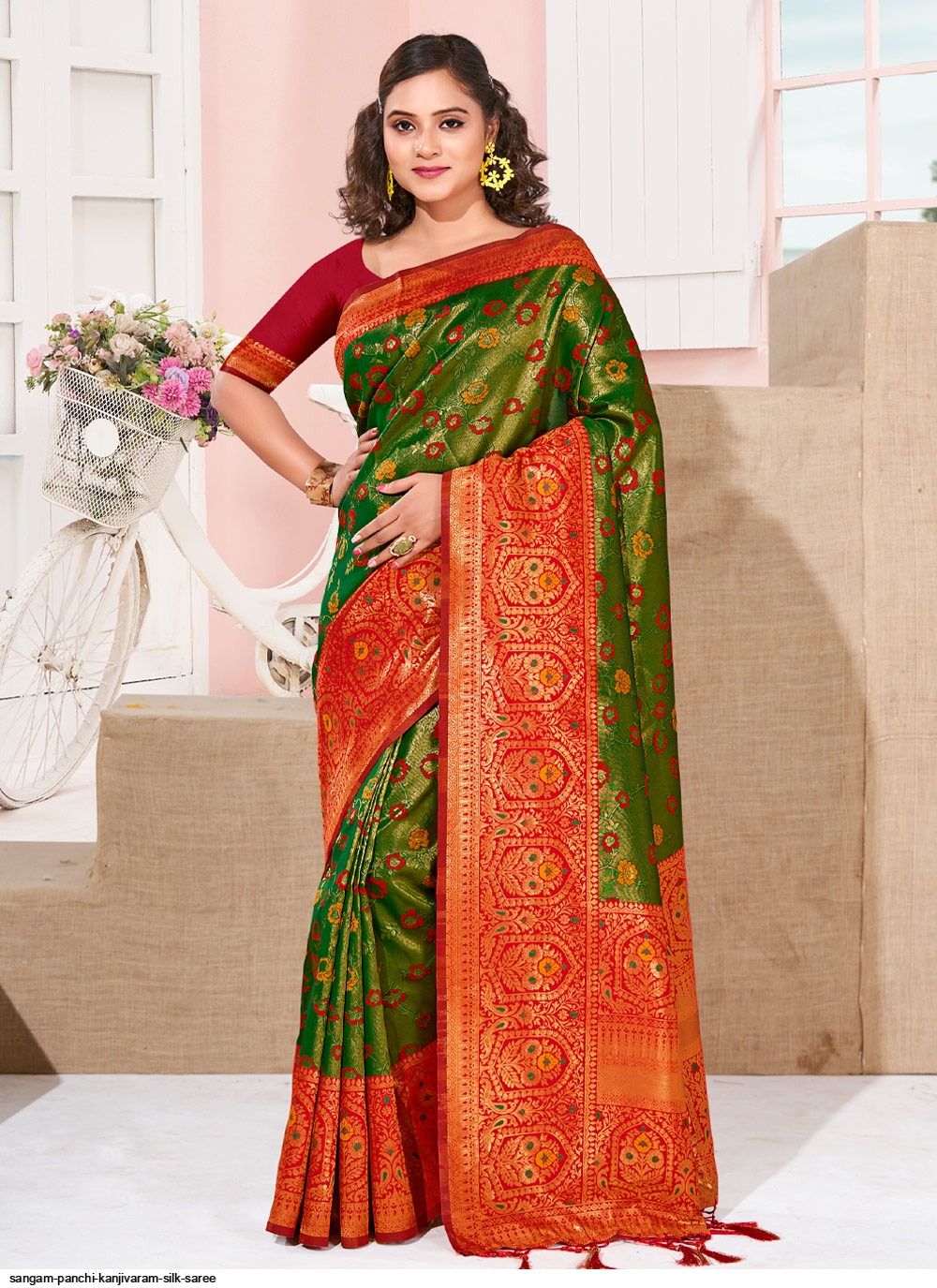 SANGAM PANCHI Kanjivaram Silk SAREE