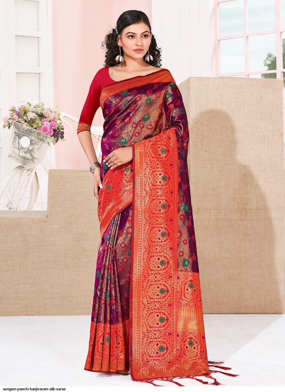SANGAM PANCHI Kanjivaram Silk SAREE