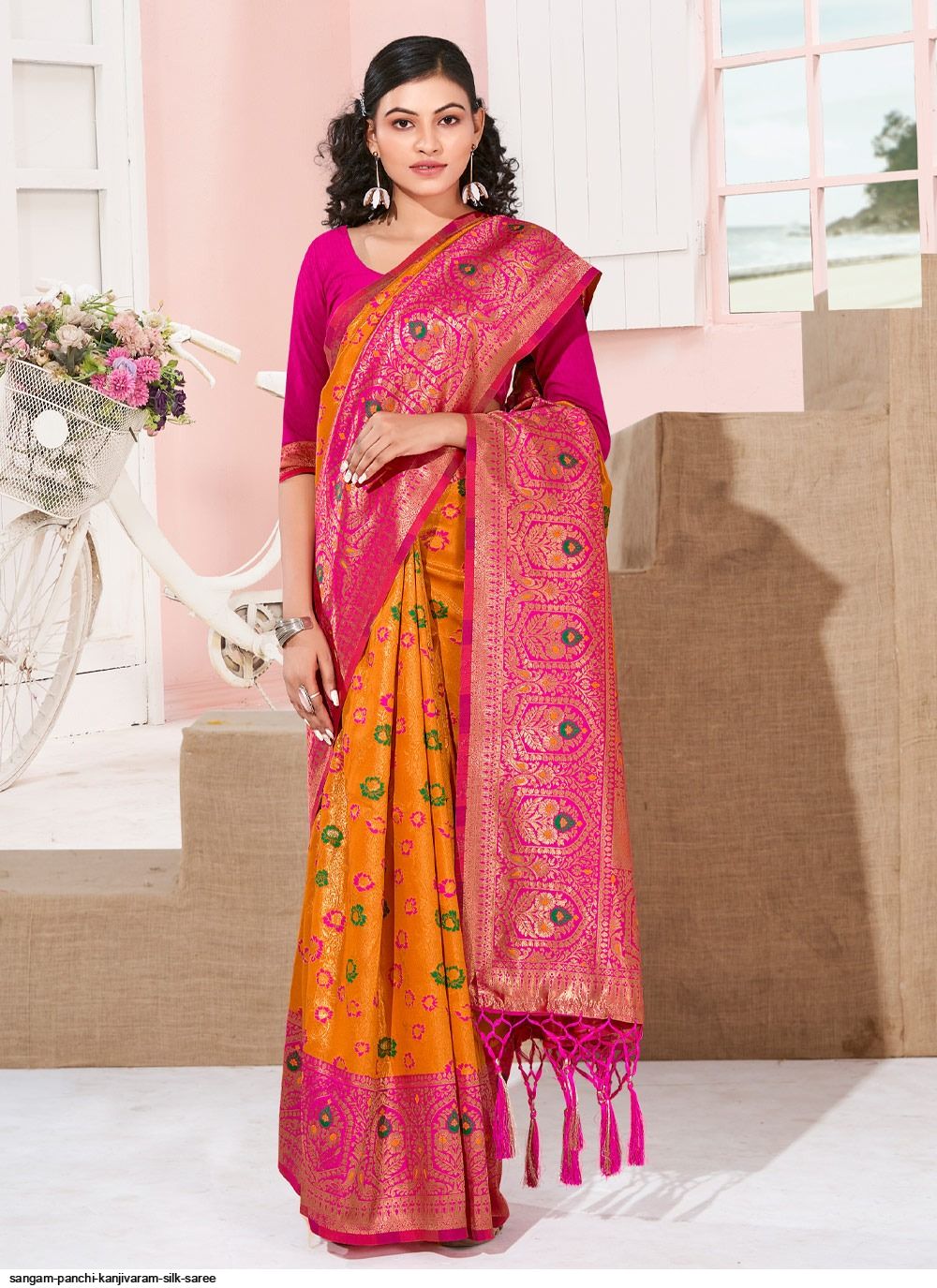 SANGAM PANCHI Kanjivaram Silk SAREE
