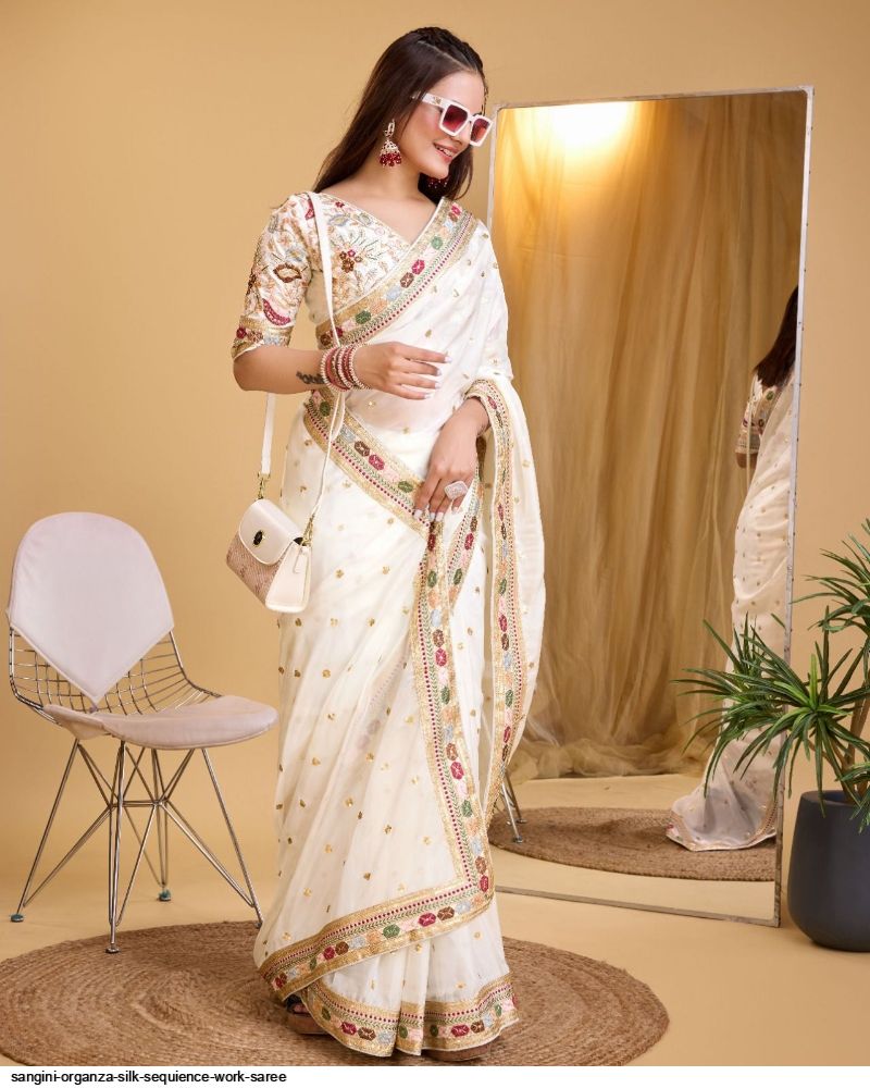 Sangini ORGANZA SILK SEQUIENCE WORK SAREE