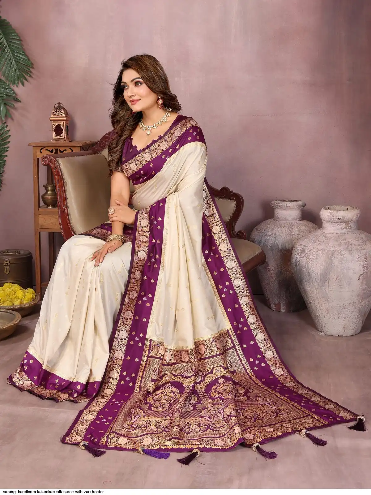 SARANGI Handloom Kalamkari Silk Saree Wholesale