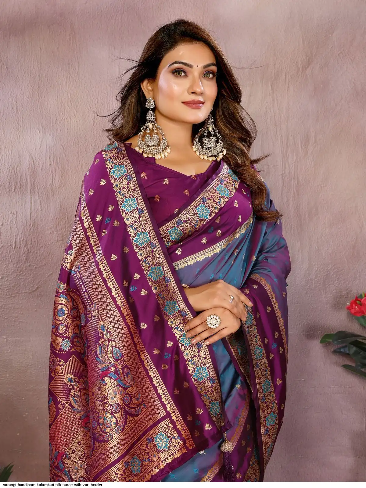 SARANGI Handloom Kalamkari Silk Saree Wholesale