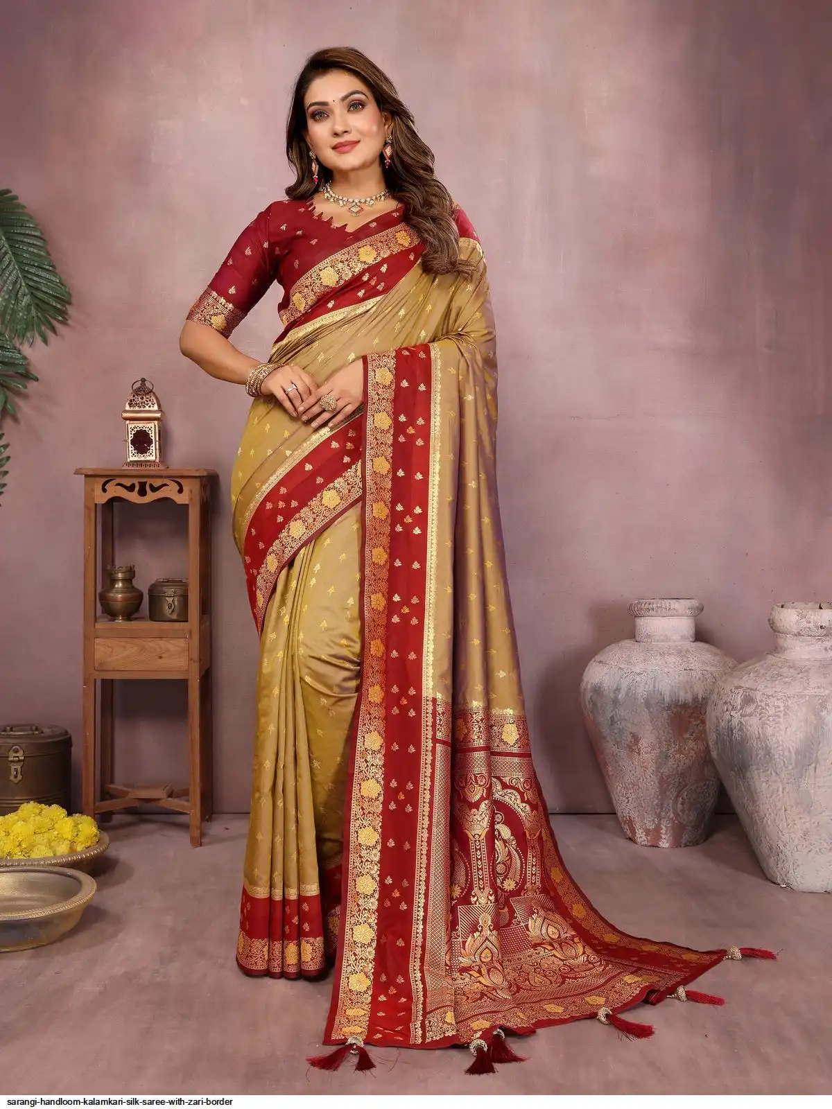 SARANGI Handloom Kalamkari Silk Saree Wholesale