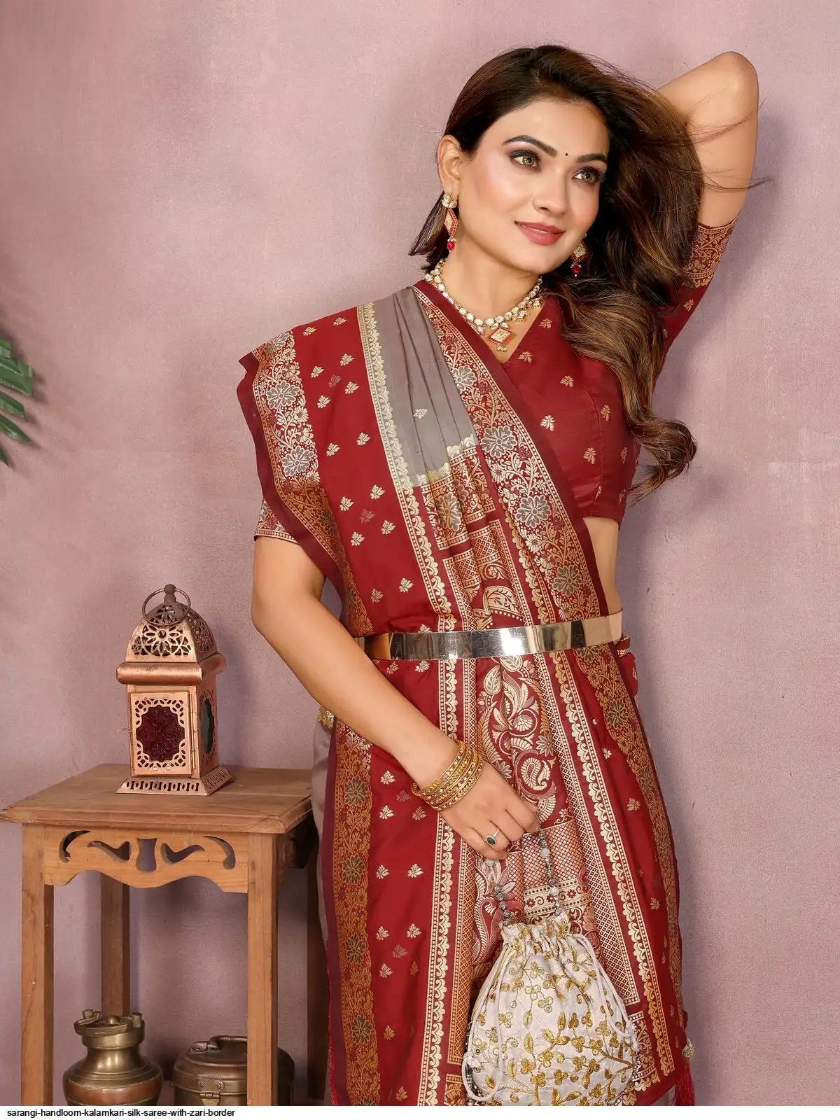 SARANGI Handloom Kalamkari Silk Saree Wholesale