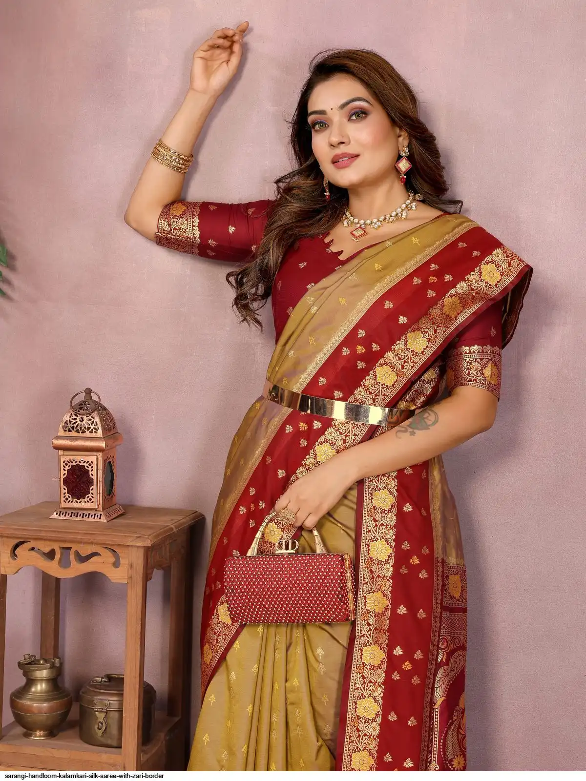 SARANGI Handloom Kalamkari Silk Saree Wholesale