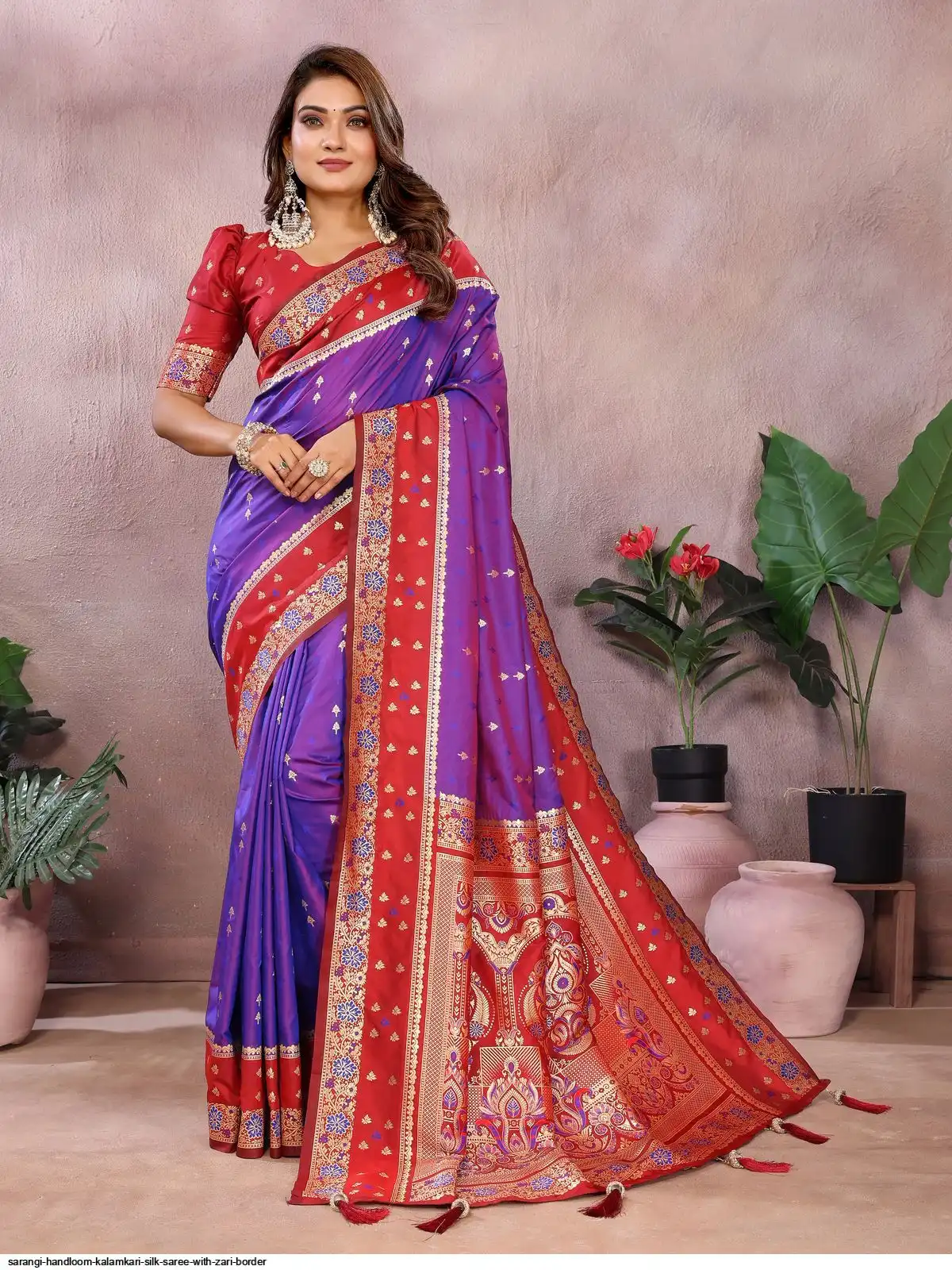 SARANGI Handloom Kalamkari Silk Saree Wholesale