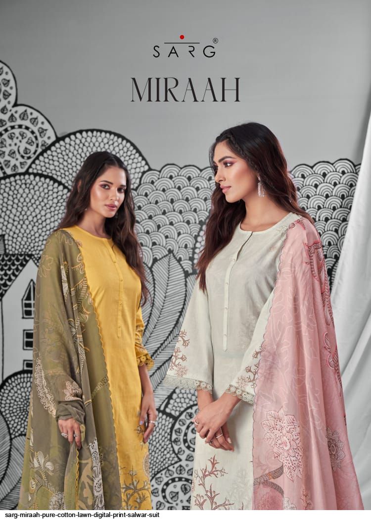 SARG MIRAAH PURE COTTON LAWN DIGITAL PRINT SALWAR SUIT