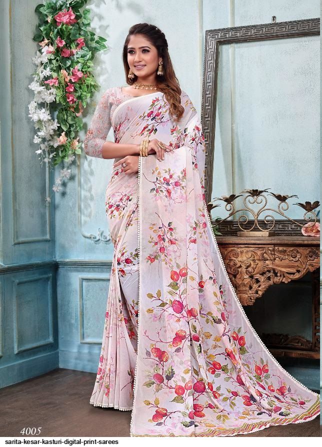 Sarita kesar kasturi Digital Print sareeS