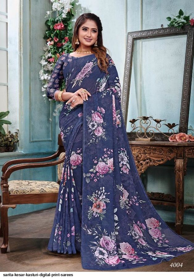 Sarita kesar kasturi Digital Print sareeS