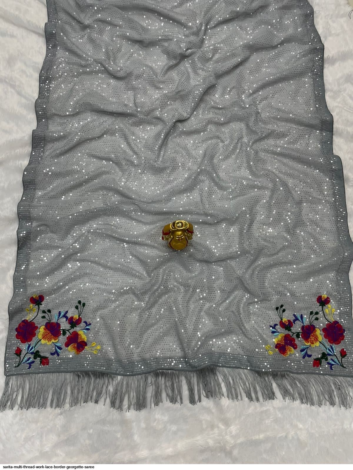 SARITA MULTI THREAD WORK LACE BORDER GEORGETTE SAREE