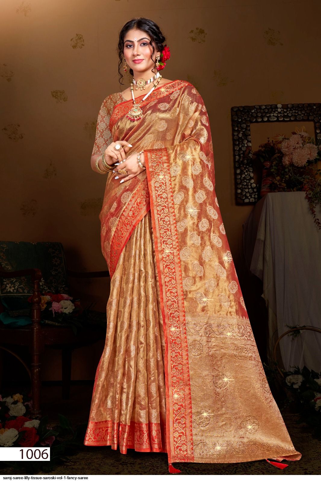 Saroj Saree Lilly Tissue saroski vol 1 fancy saree